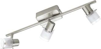 Eglo LED Deckenlampe Orvieto 1, Deckenstrahler, Stahl in nickel-matt, Glas satiniert in weiss, klar warmwei&szlig;