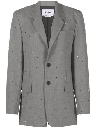 Msgm blazer boutonn&eacute; &agrave; revers crant&eacute;s - Gris