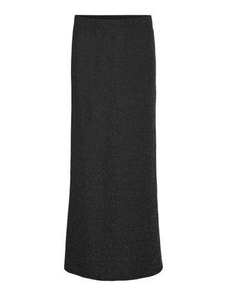 Vero Moda Damen Vmkanva Long Nw Glitter Skirt JRS Maxirock, Black/Detail:Silver Lurex, Medium