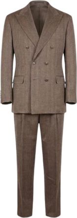 Brunello Cucinelli Homme, Costumes, Brun, Taille: M Chevron Suit