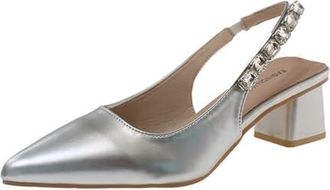 Generic Escarpins &agrave; bout pointu ferm&eacute; pour femme avec bride de cheville et strass, Argent&eacute;., 40.5 EU