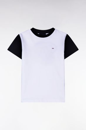 Eden Park T-shirt En Coton Marine Et Blanc &Agrave; Broderie Dos Cercl&eacute;e Coupe Droite