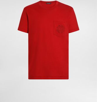 Dolce & Gabbana T-shirt Aus Baumwolle Mit Logo-stickerei - Mann T-shirts Und Polos Rot 46