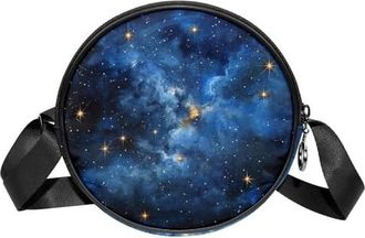 Generic Sac &agrave; bandouli&egrave;re rond pour femme, motif ciel &eacute;toil&eacute;, petit sac &agrave; bandouli&egrave;re avec fermeture &eacute;clair, bretelles r&eacute;glables, sac &agrave; main rond d&eacute;contract&eacute; 