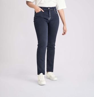 MAC Broeken Stretch-Jeans MAC Melanie, Damen, Gr. 34, L&auml;nge 28, blau (schwarz rinsewash), Denim/Jeans, Obermaterial: 98% Baumwolle, 2% Elasthan, figurbetont lang,