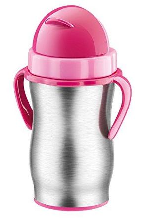 Tescoma Kinder-Isolierflasche mit Trinkhalm BAMBINI 300 ml, rostfrei, rosa