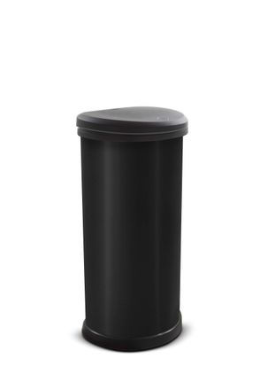 Curver One Touch Deco M&uuml;lleimer mit Metalleffekt, 70% recycelt, Schwarz, 40 Liter