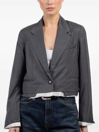 WE-AR4 The Cocktail pinstripe-pattern cropped jacket - Grau