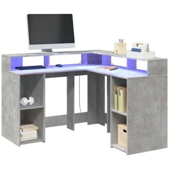 vidaXL LED-Schreibtisch Betongrau 130x130x91 cm Holzwerkstoff - Vidaxl
