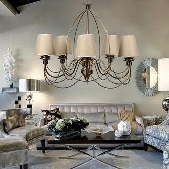 Opviq Elegant Adjustable Chandelier, Metal Body, 60 cm Diameter, 60-90 cm Height | E14 Socket, Max 40W | American Traditional Glam Design for Home Decor