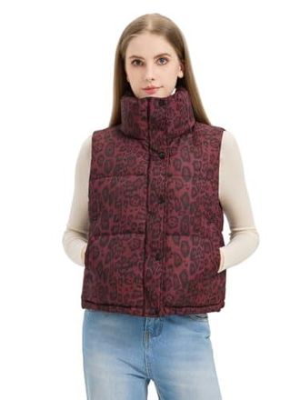 Generic Gilet dautomne et dhiver en coton imprim&eacute; l&eacute;opard, Rouge, XXL