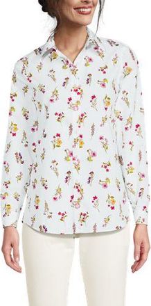 Lands End Bügelfreie Baumwoll-Bluse, Damen, Größe:42 regular, Weiß, Baumwolle, by Lands End