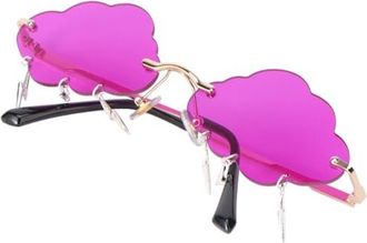 IFUNDOM Lunettes de Soleil Party Cloud sans Monture, Design Unique pour Visage Fin, Protection Rayons Uv, Usage Festif et Photo en Groupe