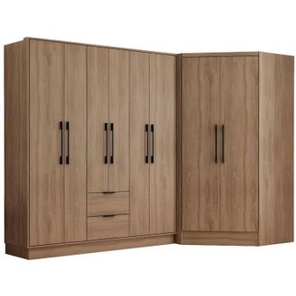Vente-Unique Vente-unique - Armoire dangle 8 portes et 2 tiroirs - L263 cm - Coloris : Naturel - feova