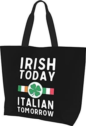 AOOEDM Irlandais aujourdhui. Sac fourre-tout r&eacute;utilisable en toile Italian Tomorrow pour femme