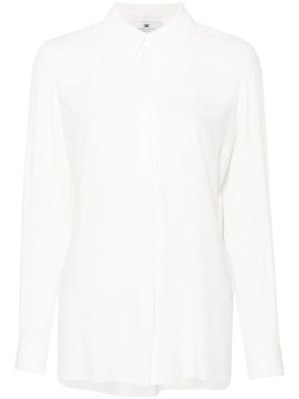 Elisabetta Franchi Georgette-Bluse mit Logo-Jacquard - Weiß