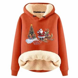 Generic Pull De Noel Femme Pull Noel Femme Sweat Noel Coupe Cool Confortable Sweat Capuche Velours Plus Size Collection Imprimée Manches Longues Décontractée