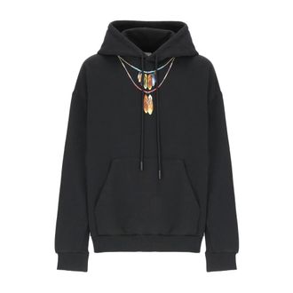 Marcelo Burlon Homme, Sweatshirts et sweats &agrave; capuche, Noir, Taille: L Sweat &agrave; capuche noir avec imprim&eacute; sur le devant