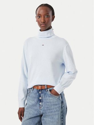 Tommy Jeans Rollkragenpullover Essetnial DW0DW23361 Hellblau Relaxed Fit