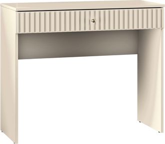 Selsey Schminktisch Caletto - Eleganter Schminktisch 92 cm Breit - Mit Schublade - Stilvolle Lamellenverzierung & Goldene Griffe - Langlebig Feuchtigkeits- &