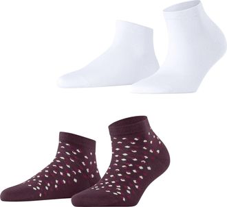 Esprit Damen Socken Eclipse Dots Multipack W Sn Baumwolle gemustert 2 Paar, Mehrfarbig Shadow Red White 0020, 35-38