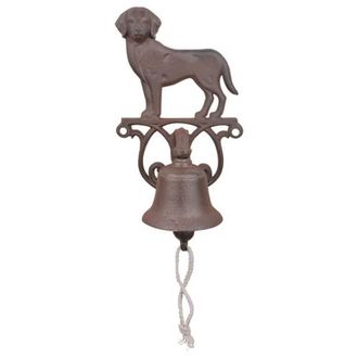 Esschert Design T&uuml;rglocke Hund aus Gusseisen und Baumwollkordel,14,3 x 13,2 x 24,9 cm