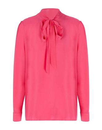 8 by YOOX SILK CR&Ecirc;PE PUSSY-BOW BLOUSE