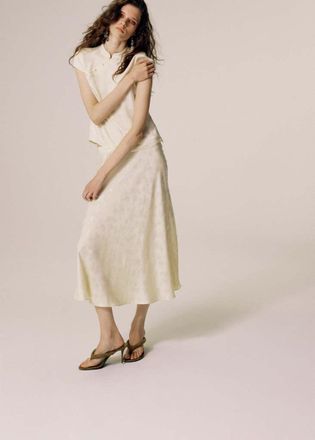Mango Jupe &eacute;vas&eacute;e en jacquard &eacute;cru - Femme - XXS - MANGO