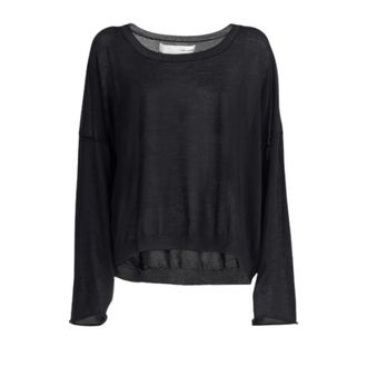 Isabel Benenato Isabel Benenato, Femme, Pulls, Noir, Taille: 42 FR Boxy Boat Neckline Knitted Jumper