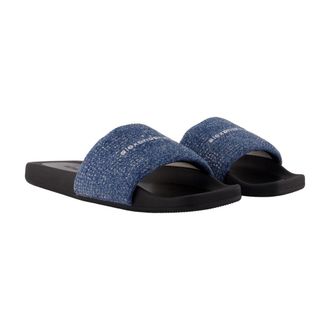 Alexander Wang Womens Denim Hotfix Pool Slide Blue Cotton