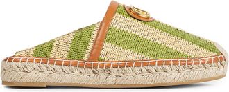 Valentino VLogo Striped Raffia Espadrille Mules