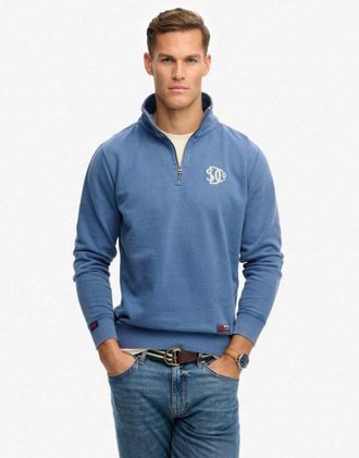 Superdry Athletic - Sweat &agrave; demi-fermeture &eacute;clair - Bleu baie