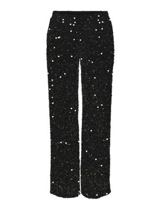 Pieces PCKAM HW Pantalon Large BC, Noir/d&eacute;tails : Paillettes Noires, XS