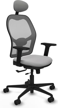 Piqueras y Crespo B&uuml;rostuhl aus grauem Netzgewebe mit 2D-Armen, h&ouml;henverstellbarer Lendenwirbelst&uuml;tze und festem Kopfteil, ausgestattet mit Syncro/Traslack und eingespr