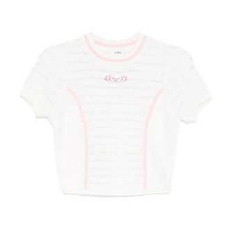 Casablanca Trim Knit Top - - Tops - Damen - Wei&szlig; - S