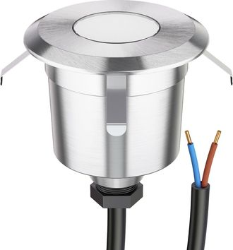 LEDs Com LED Bodeneinbauleuchte AGENA für außen, IP65, edelstahl, rund, 60mm Ø, kaltweiß
