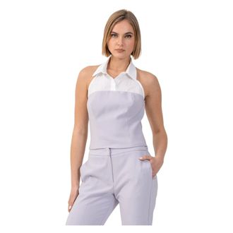 Kocca Femme, Tops, Violet, Taille: 38 FR Haut col halter effet chemise original