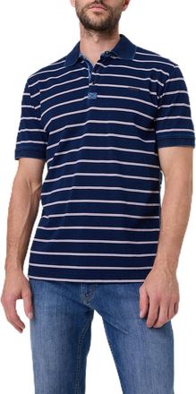 Pioneer Authentic Jeans Herren Oberteil Polo 1/2 | M&auml;nner Polo-Hemd | 3 Knopf | Regular fit | GMT Washed Washed | Indigo Striped 2000 6722 | 5XL