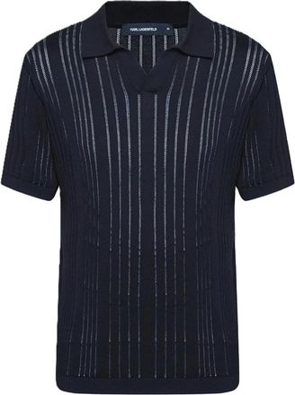 Karl Lagerfeld Homme, Tops, Bleu, Taille: M Polo Col V &agrave; Rayures Textur&eacute;es