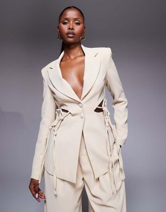Asos Blazer densemble en macram&eacute; - Taupe-Neutre