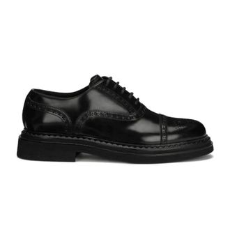 Dolce & Gabbana Homme, Chaussures, Noir, Taille: 45 EU Francesina Leather Derby Chaussures