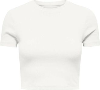 Only Only, Femme, Tops, Beige, Taille: 40 FR T-shirt en coton &agrave; manches courtes et col rond
