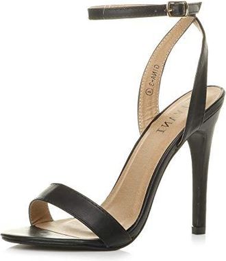Ajvani Femmes Haute Talon fête à Peine là Boucle lanières Sandales Chaussures Pointure 3 36,Noir