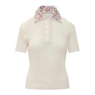 Des_Phemmes Sponge Rib Polo - - Tops - Damen - Beige - L