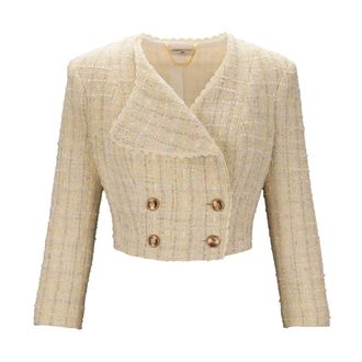 Elisabetta Franchi Vestes en tweed - Femme - Vestes - Jaune - Taille: 40 FR