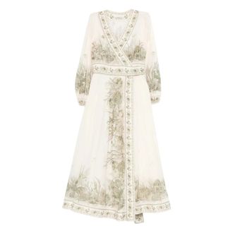 Zimmermann Femme, Robes, Vert, Taille: 40 FR Wanderlust Wrap Cotton Midi Dress
