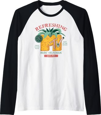 Giesswein Refreshing Fresh Picked Pineapple Drink Logo Retro TV Raglan