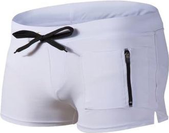 Generic HUIWDP Maillot de bain pour homme avec poche zipp&eacute;e et doublure en maille, blanc, XL