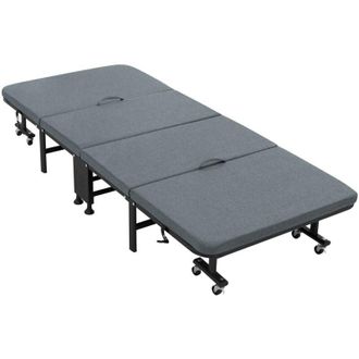 ECD Germany Ecd Germany - Lit dappoint 80x190 cm, Lit Simple Pliable, avec Matelas/Rembourrage, Lit de Voyage sur 8 Roues, Cadre en Acier, Stable jusqu&agrave; 200