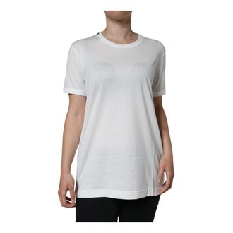 Dolce & Gabbana Wei&szlig;e Baumwoll-Crew-Neck-T-Shirt - - Tops - Damen - Wei&szlig; - L